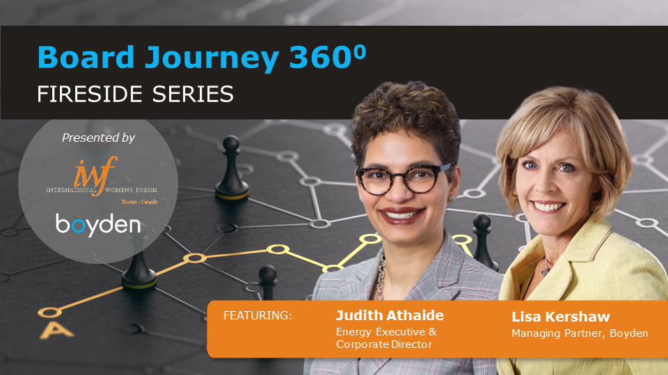 Board Journey 360 Fireside Series featuring energy executive and corporate director, Judith ...