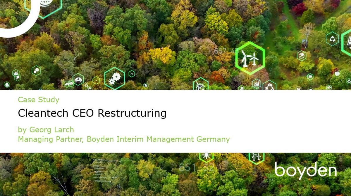 Cleantech CEO Restructuring - Interim Management - Boyden