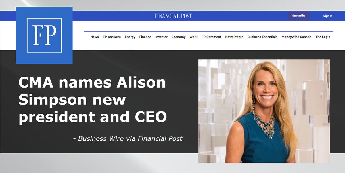 CMA names Alison Simpson new president and CEO - Executive Search - Boyden