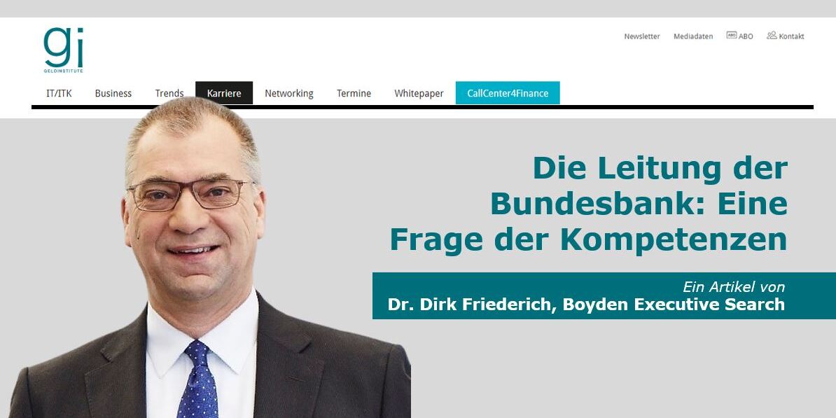 Die Leitung der Bundesbank: Eine Frage der Kompetenzen - Boyden