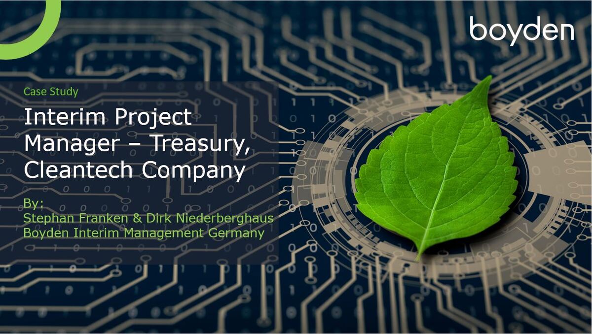 Interim Project Manager Treasury, Cleantech Company | Interim Management