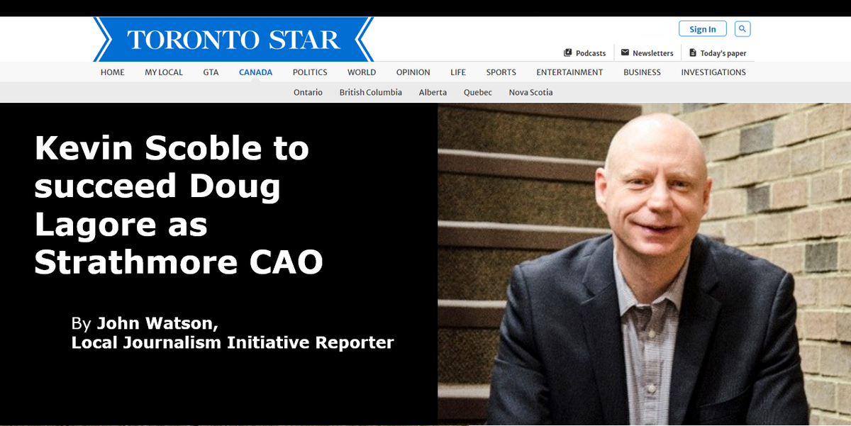 Kevin Scoble to succeed Doug Lagore as Strathmore CAO - Executive ...