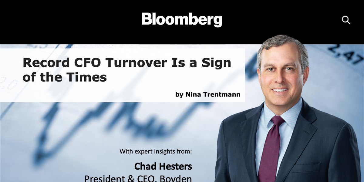 Record CFO Turnover Is a Sign of the Times - Boyden